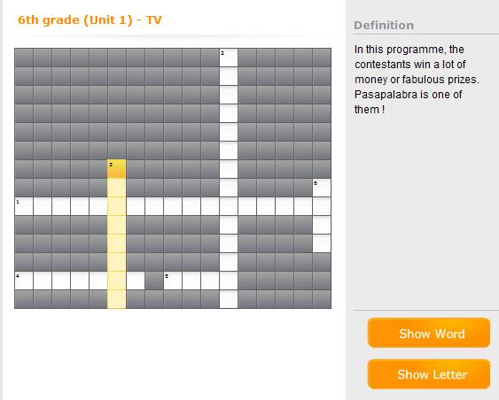 Crossword: TV (6th grade) | Aula d'Anglès Escola del Parc