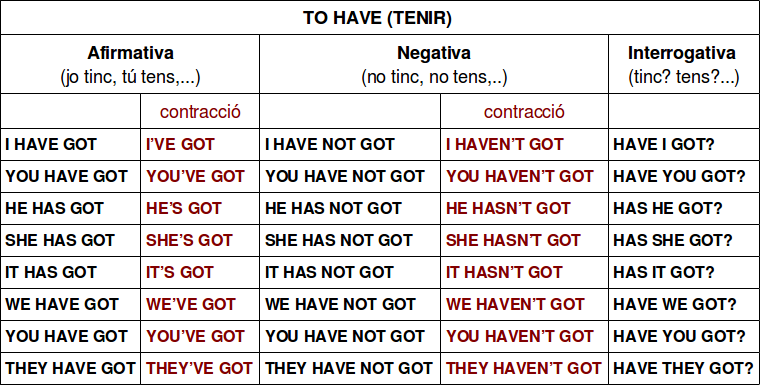 ENGLISH | verb to HAVE GOT