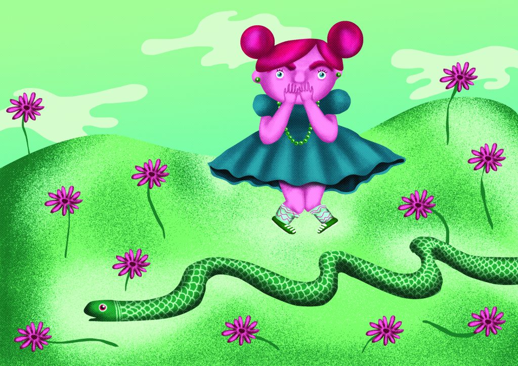 Laura saw a big snake in the grass | Art education