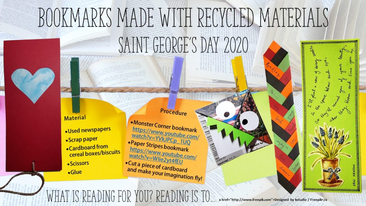 Bookmarks made with recycled materials – Implicats per Sant Jordi