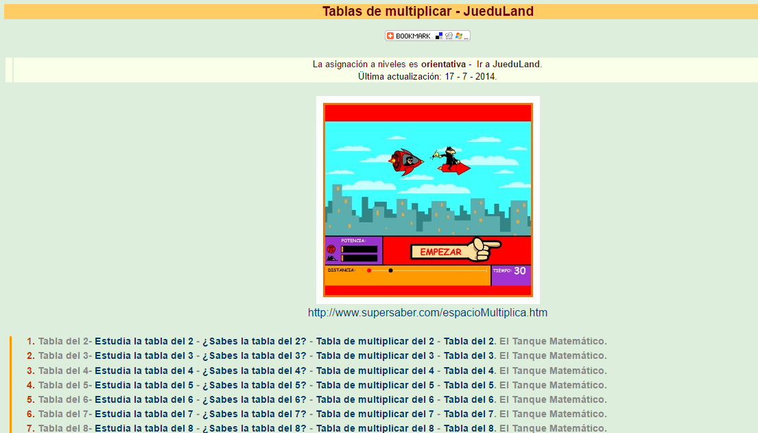 Tablas de Multiplicar JueduLand | Recursos Web Interessants